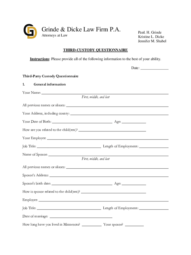 Fillable Online Third-Party Custody Questionnaire Fax Email Print ...