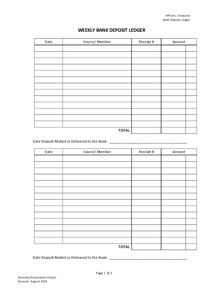 Fillable Online Bank Deposit Ledger Fax Email Print - pdfFiller