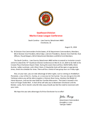 Fillable Online 73rd MCL Southeast Division Conference --Welcome Letter ...