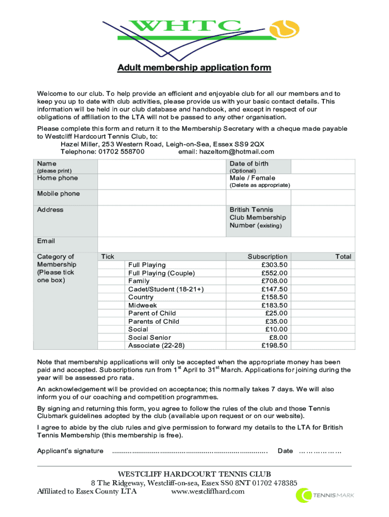 Fillable Online 50+ Membership Application Form TemplatesJotForm17 ...
