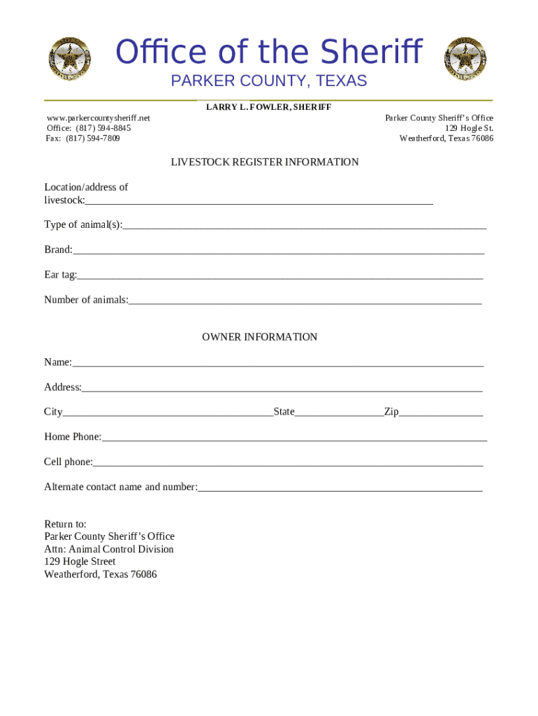 LIVESTOCK REGISTER INATION Doc Template | pdfFiller