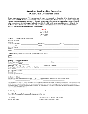 Fillable Online American Working Dog Federation FCI IPO FH Declaration ...