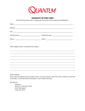 Fillable Online warranty return form.docx Fax Email Print - pdfFiller