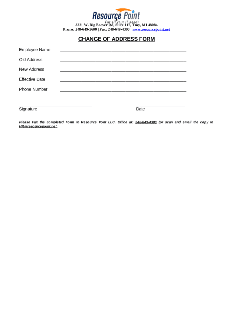Please Fax the completed to Resource Pont LLC Doc Template | pdfFiller
