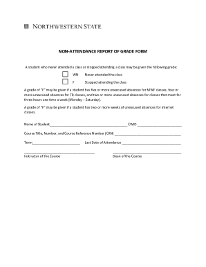 Fillable Online NON-ATTENDANCE REPORT OF GRADE FORM Fax Email Print ...