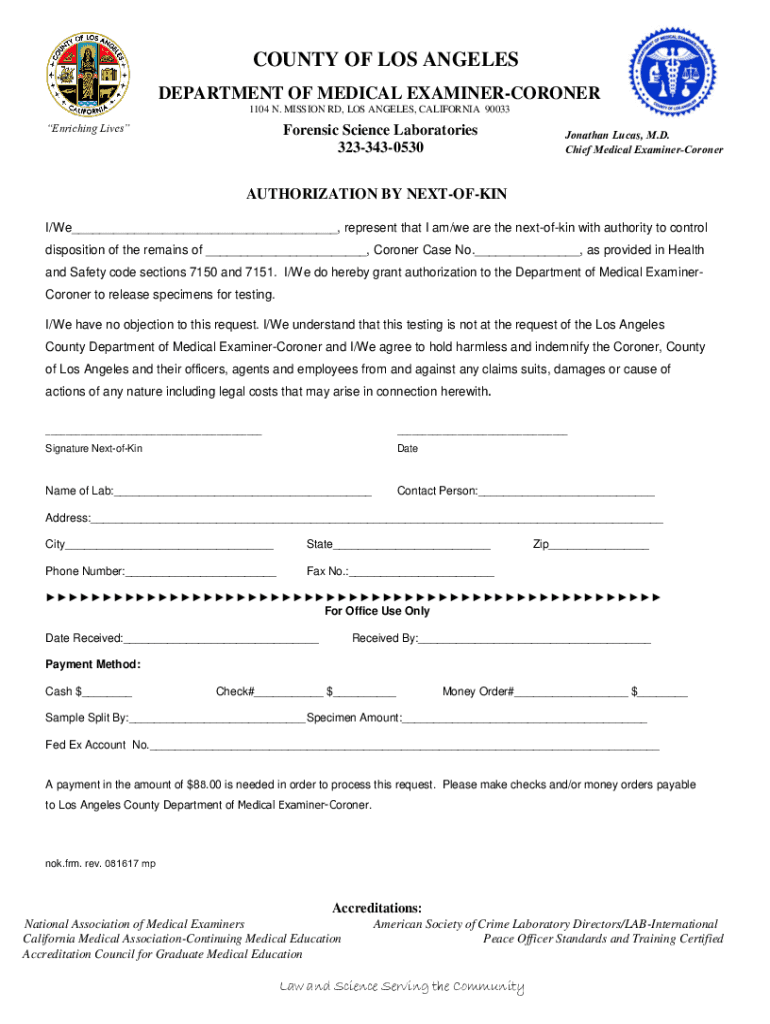 Fillable Online file lacounty Los Angeles County Medical Examiner-Coroner 1104 N. Mission Rd ...