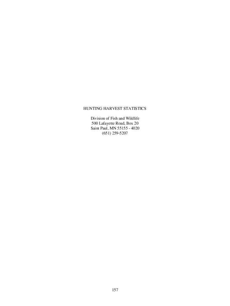 Fillable Online files dnr state mn HUNTING HARVEST STATISTICS - files ...
