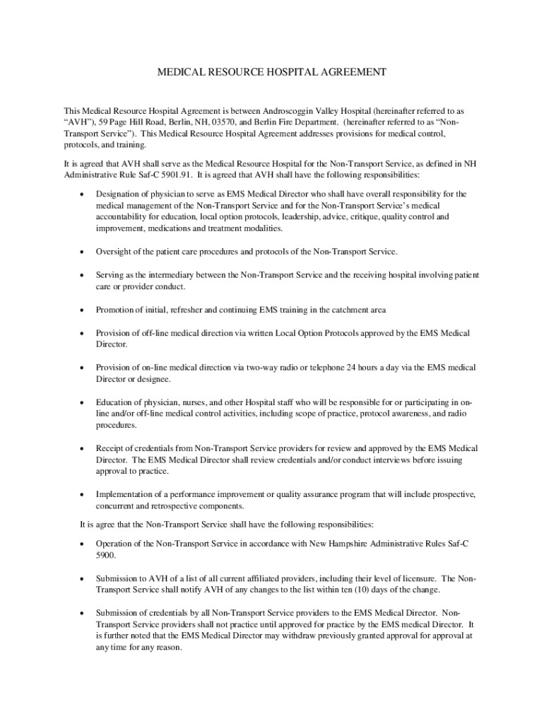 Fillable Online Hospital Management Services Agreement - Hospital ...