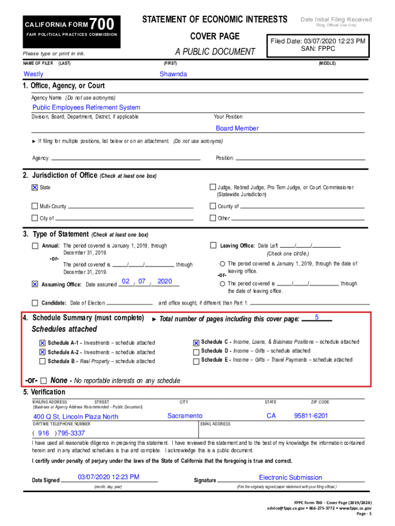 Fillable Online Get the CALIFORNIA FORM 700-A FAIR POLITICAL ... Fax ...