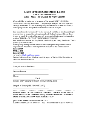 Fillable Online Light Up Senoia Parade Form.docx Fax Email Print ...