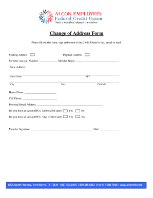 Fillable Online PDF CHANGE OF ADDRESS FORM - C-Plant Federal Credit ...