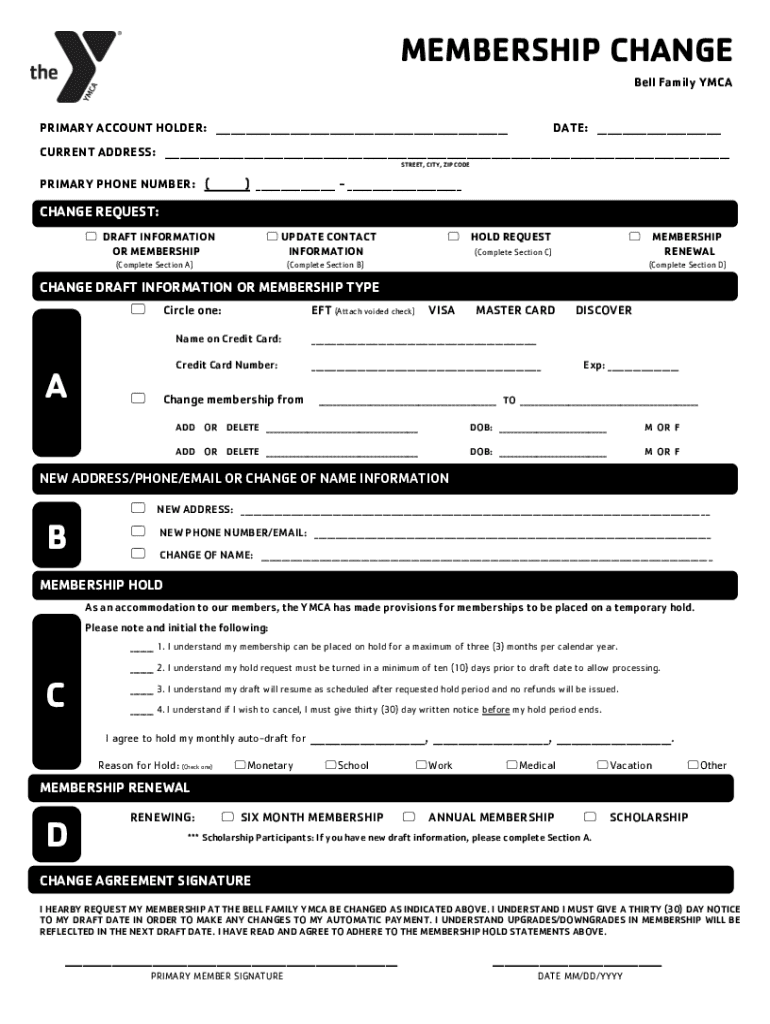 Fillable Online BILLINGS FAMILY YMCA MEMBERSHIP APPLICATION Fax Email ...