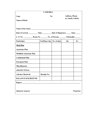 Fillable Online Hotel Invoice Sample - Guest Bill / Guest Folio ...