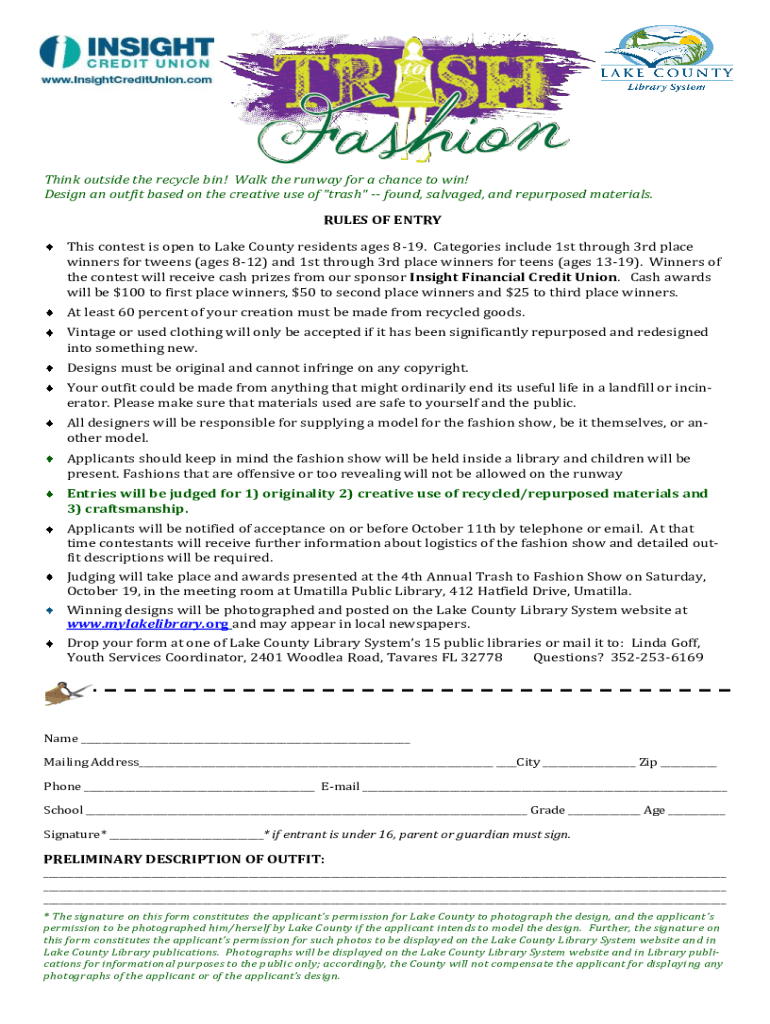 Fillable Online Think outside the recycle repurposed materials. RULES OF ENTRY Fax Email Print ...