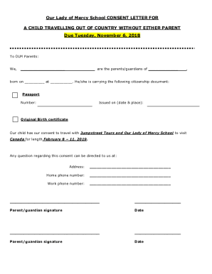 Fillable Online Parental Consent Permission Letter Template Examples ...