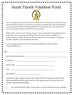 Room Parent Form - Fill Online, Printable, Fillable, Blank | pdfFiller