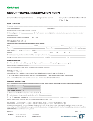 Fillable Online GROUP TRAVEL RESERVATION FORM - artoflove.com Fax Email ...