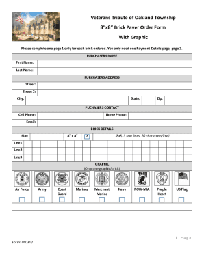 Fillable Online Brick Paver Order Form 8x8 With Graphic Fax Email Print ...