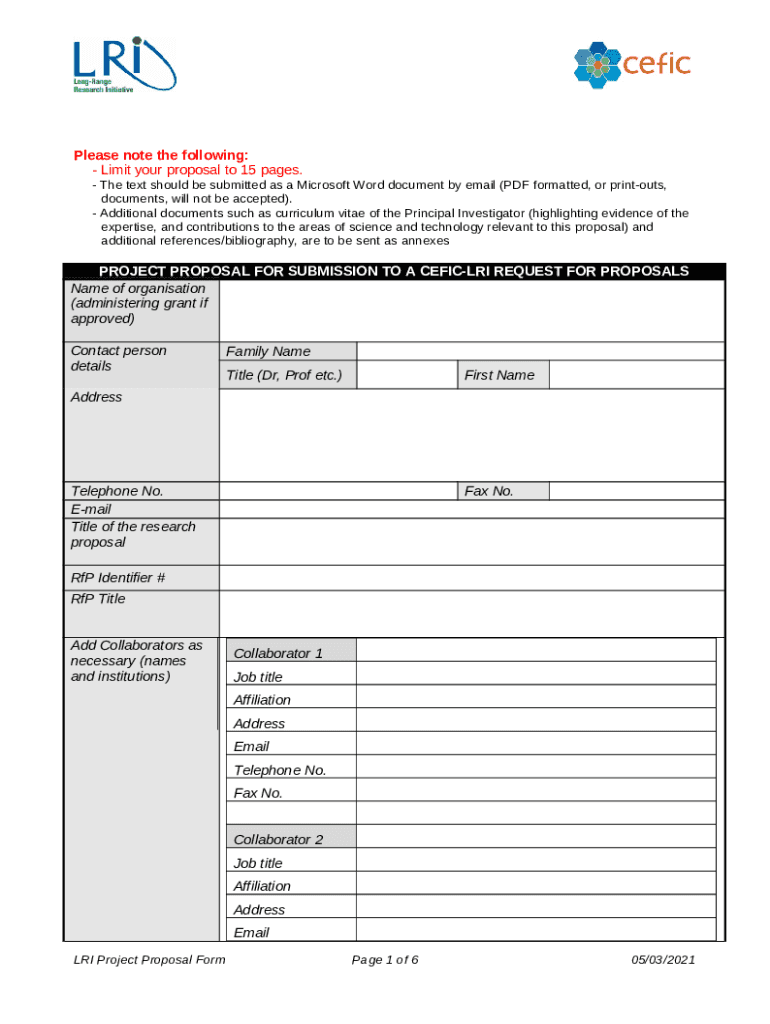 CEFIC-LRI Expression of Interest Doc Template | pdfFiller