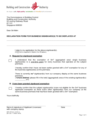 Fillable Online The Commissioner of Building Control Dear Sir/Mdm Fax ...