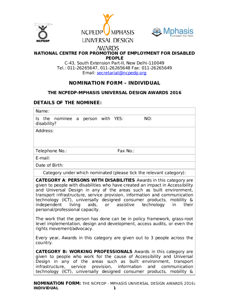 UDA Nomination- Doc Template | pdfFiller