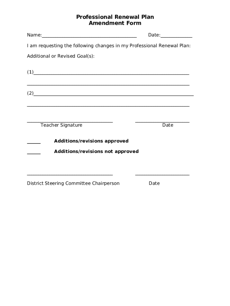 Professional Renewal Plan Doc Template | pdfFiller