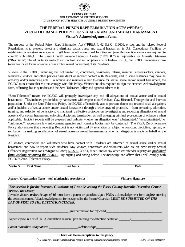 Unit 1: The Prison Rape Elimination Act: Overview of the ... Doc ...