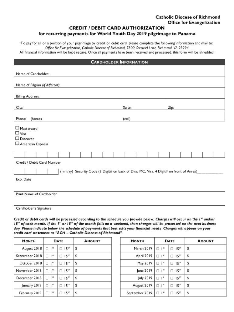 Fillable Online Catholic Diocese of RichmondCatholic Diocese of ...