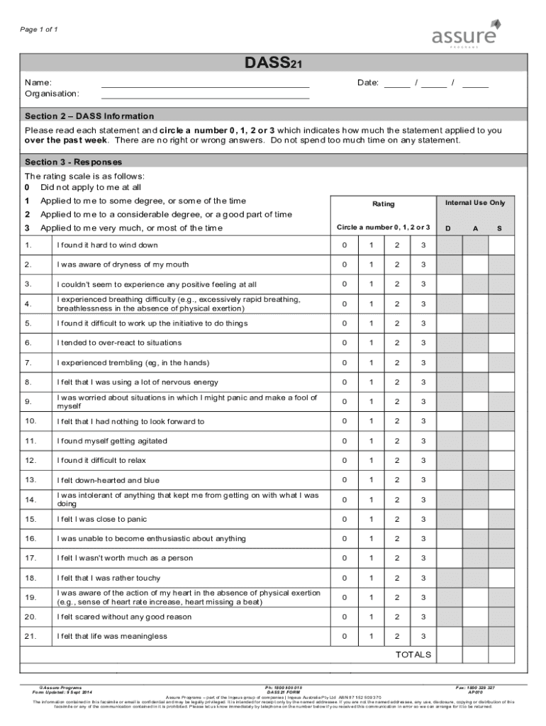 Fillable Online AP070 - DASS21 Form.doc Fax Email Print - pdfFiller