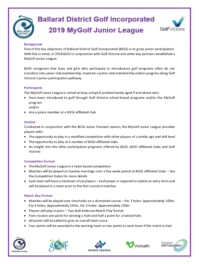 Fillable Online Ballarat District Golf Inc - Girls golf program a huge ...