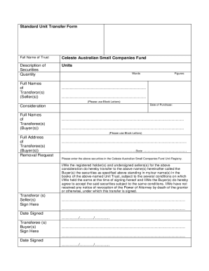 Fillable Online Standard Unit Transfer Form - Chan & Naylor Fax Email ...