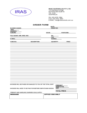Fillable Online IRAS AUSTRALIA PTY LTD Fax Email Print - pdfFiller