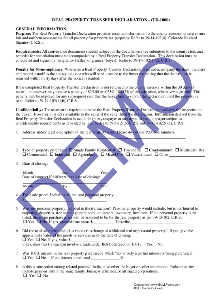 Fillable Online Td 1000 Form Colorado - Fill Online, Printable ...