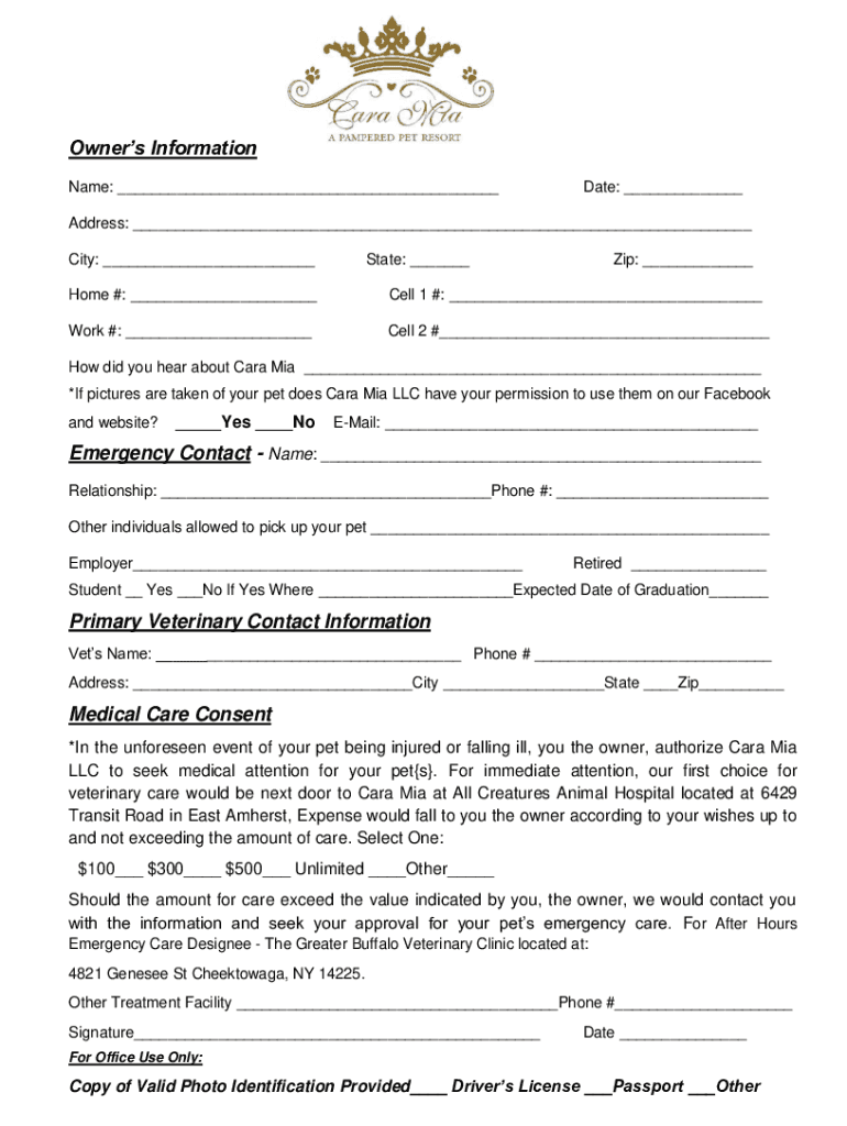 Fillable Online Owners Form Fax Email Print - pdfFiller