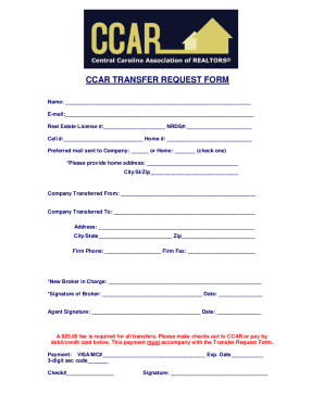 Fillable Online CCAR TRANSFER REQUEST FORM Fax Email Print - pdfFiller