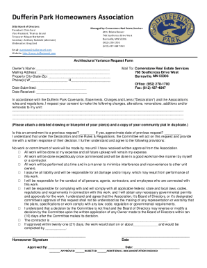 Fillable Online Architectural Variance Request Form - Dufferin Park HOA ...