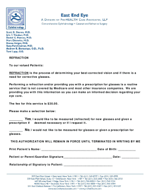 Fillable Online Refraction Waiver of non-covered service Fax Email ...