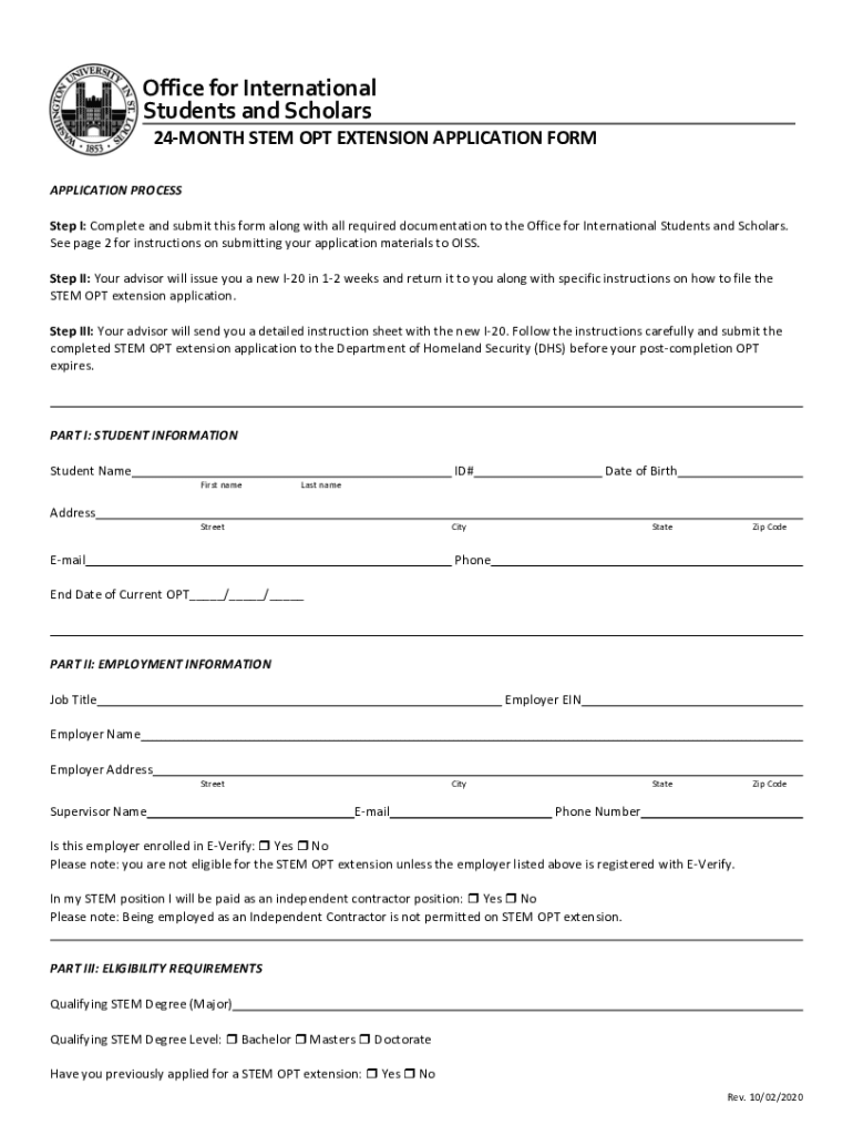 Fillable Online STEM Extension Application ProcessOffice of International ... Fax Email Print ...