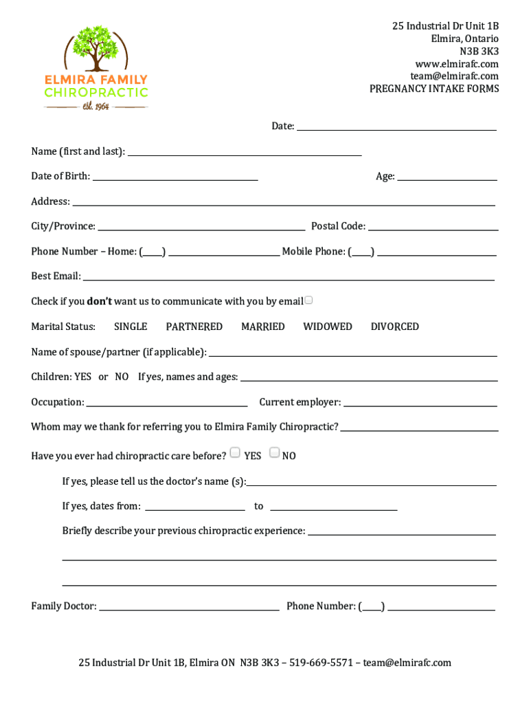 Fillable Online Pregnant intake form.docx Fax Email Print - pdfFiller