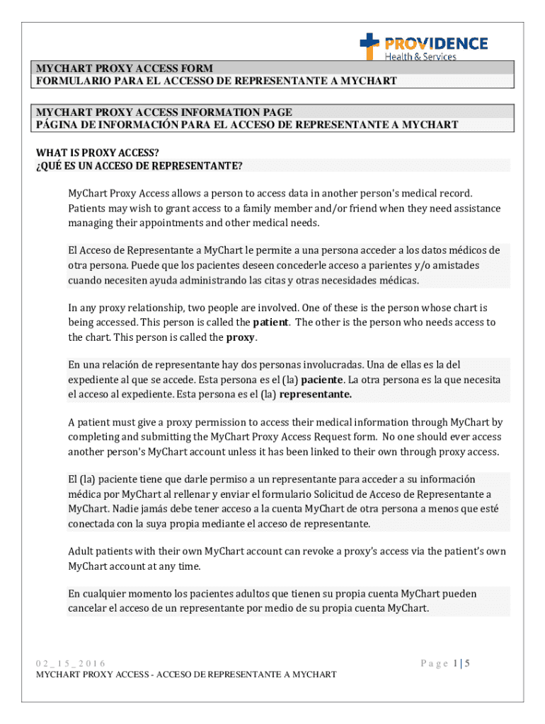 Fillable Online ADULT PROXY REQUEST FORM - MyChart - Login Page Fax ...