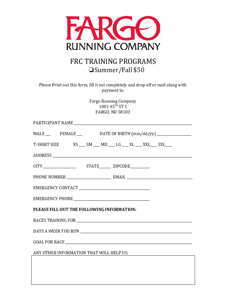 Fillable Online FRC TRAINING PROGRAMS Fax Email Print - pdfFiller