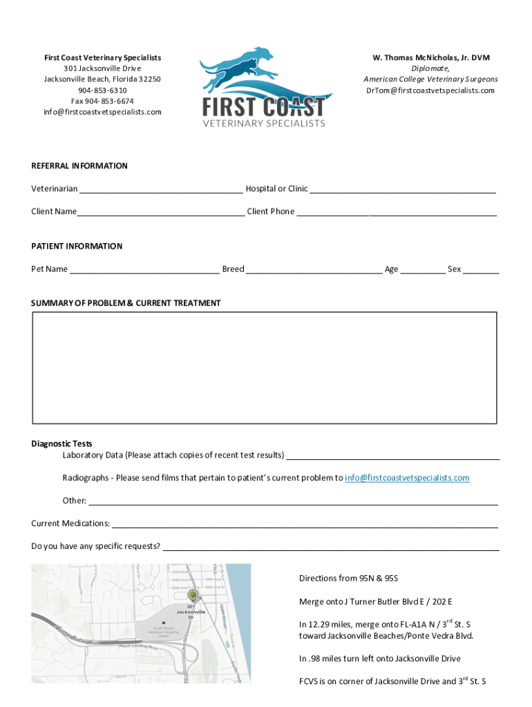 Fillable Online FCVS referral veterinarian form Fax Email Print - pdfFiller
