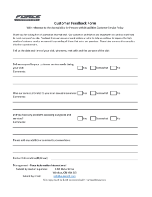 Fillable Online PDF Accessible Customer Service Feedback Form - Simple ...