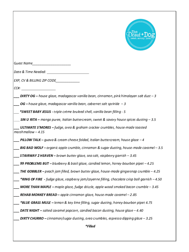 Fillable Online Donut Pre Order Form.docx Fax Email Print - pdfFiller