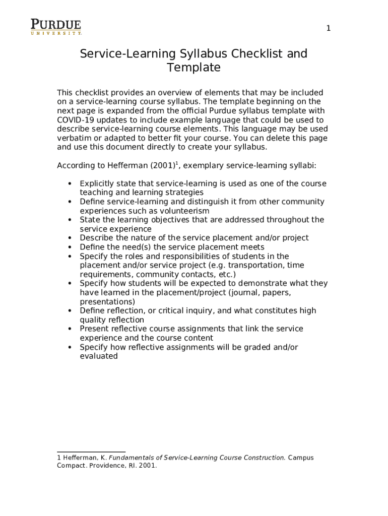 Syllabus Template for SL Classes with rubric Doc Template | pdfFiller