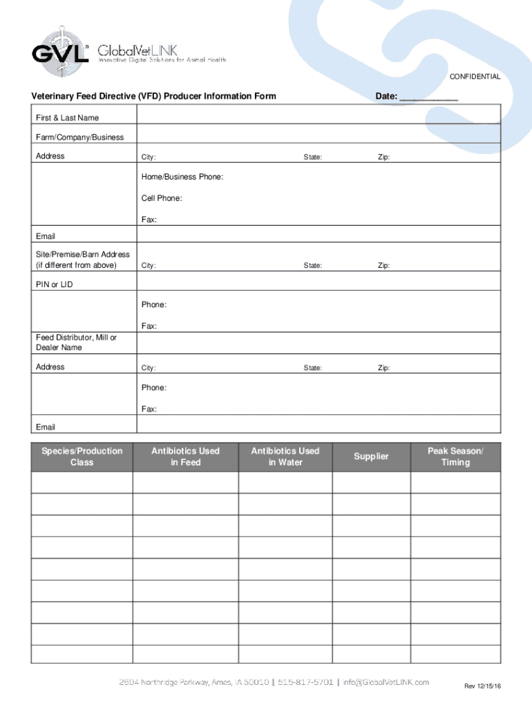 Fillable Online PDF Veterinary Feed Directive (VFD) Producer ...