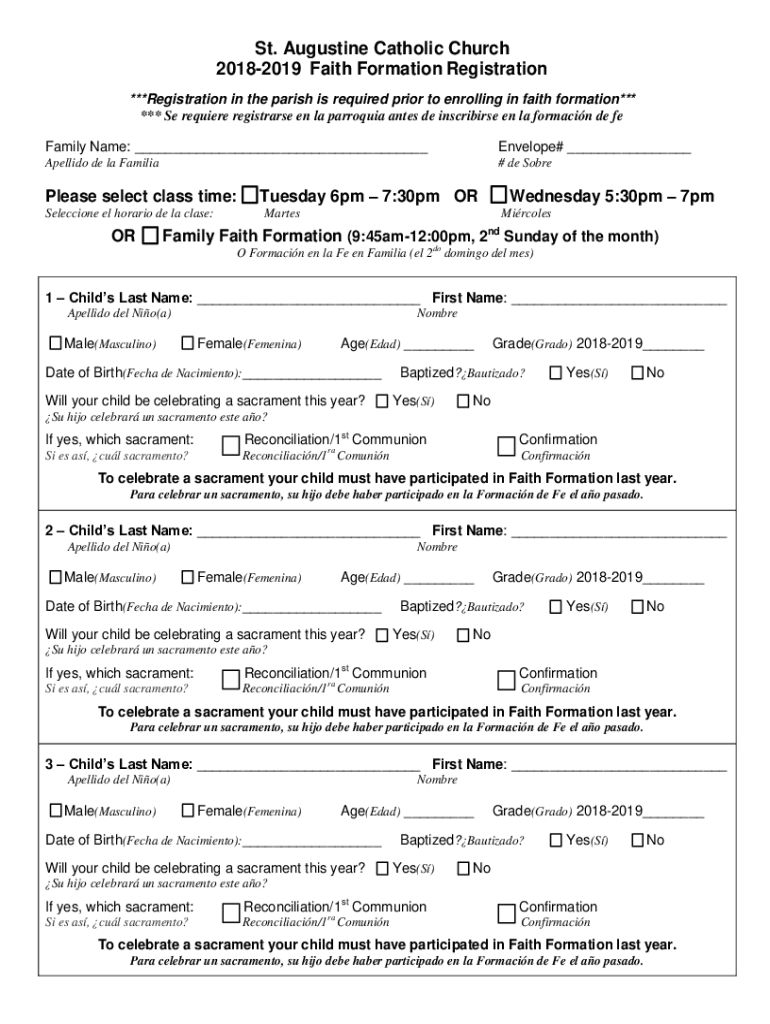 Fillable Online The Catholic Community of Ascension and St. Augustine ... Fax Email Print ...