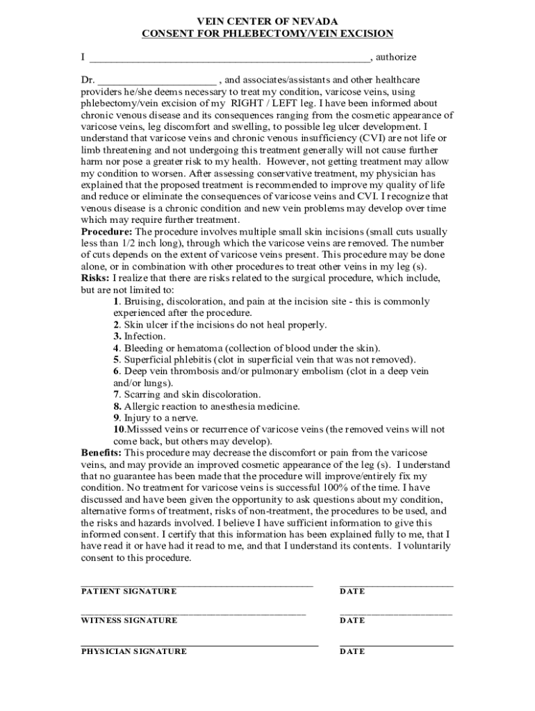 Fillable Online Vein Nevada focuses on the treatment of varicose veins ... Fax Email Print ...