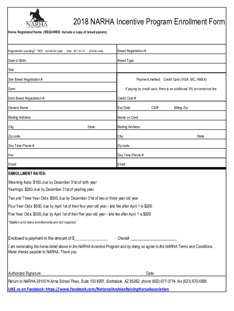 Fillable Online 2018 NARHA Incentive Program Enrollment Form Fax Email ...