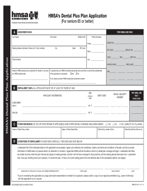 Fillable Online HMSA Individual Dental Plus Plan Application Fax Email ...